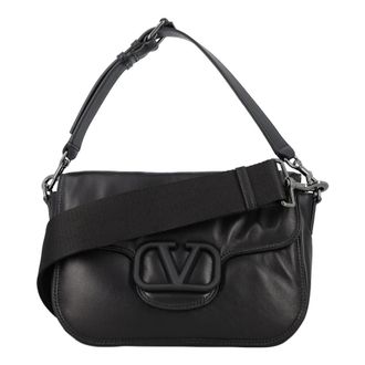 Valentino Garavani Schwarze Ledertasche mit VLogo-Klappe - - Bags - Herren - Schwarzk - ONE SIZE