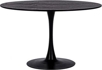 Hellin Table à manger ronde tulipe en métal noir L120 4 places - BLOSSOM