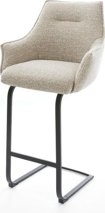 DELIFE Barstuhl Alja-Flex Webstoff Soft Beige Freischwinger Flach Metall Schwarz Taschenfederkern, Barst&uuml;hle