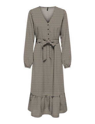 Only Damen Onlnova Life Vis Amy Long Dress Kleid, Chipmunk/AOP:588 Breaker geo, X-Small