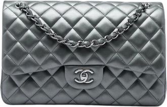 Chanel Pre-owned Sac Bandouli&egrave;re Classique Double Flap - Femme - Pre-owned - Gris - Taille: ONE Size