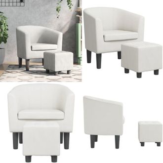 vidaXL Clubsessel mit Fu&szlig;hocker Wei&szlig; Kunstleder - Fu&szlig;hocker - Wohnzimmerm&ouml;bel