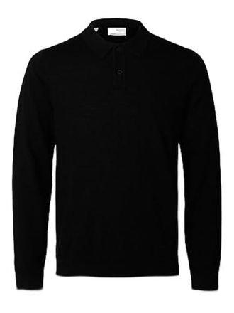 Selected Selected Homme Slhtray Ls Knit Merino Polo Noos Pull pour Homme, Noir, XL