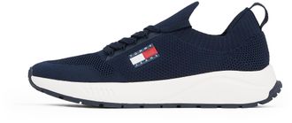 Tommy Jeans Herren Runner Sneaker Kntitted Low Top, Blau (Dark Night Navy), 43