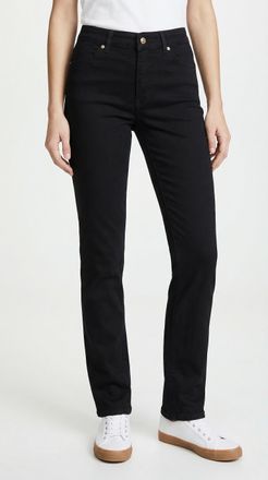 MAC Broeken Slim-fit-Jeans MAC MELANIE, Damen, Gr. 46, L&auml;nge 34, schwarz rinsewash, Denim/Jeans, Obermaterial: 90% Baumwolle, 8% Polyester, 2% Elasthan, unifarben