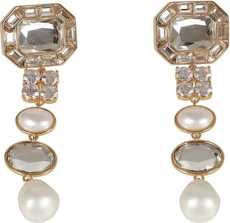 Self Portrait Femme, Accessoires, Jaune, Taille: ONE Size Crystal Pearl Tiered Earrings