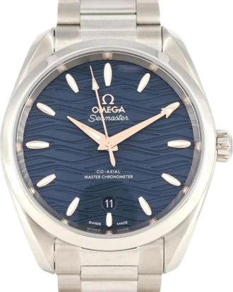 Omega unisex, Pre-owned, Bleu, Taille: ONE Size Montre Pre-owned en Acier Inoxydable