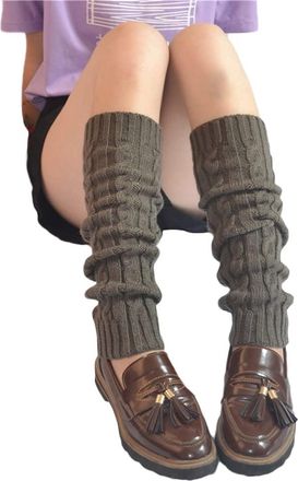 ORANDESIGNE Damen Frauen Winter Crochet Stricken Stulpen Beinstulpen Beinw&auml;rmer Kniestr&uuml;mpfe Legwarmers Str&uuml;mpfe A Dunkelgrau