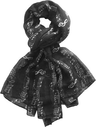 GFM &Eacute;charpe imprim&eacute;e notes de musique ou pashmina - Taille L ou M - Doux, Mu-03-kl-noir, L