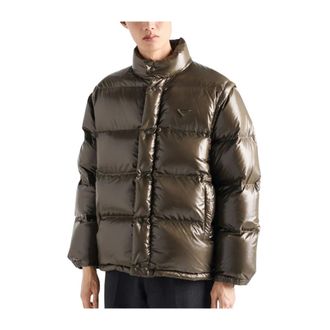 Prada Mittelschwere Daunenjacke aus Re-Nylon - - Jackets - Herren - Gr&uuml;n - L