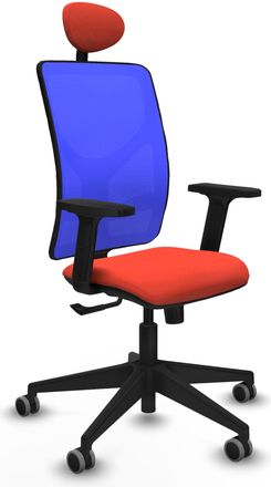 Piqueras y Crespo B&uuml;rostuhl mit Gitterr&uuml;ckenlehne mit 2D-Armlehnen, h&ouml;henverstellbare Lendenwirbelst&uuml;tze und festes Kopfteil, ausgestattet mit 3 Positionen und Schneide