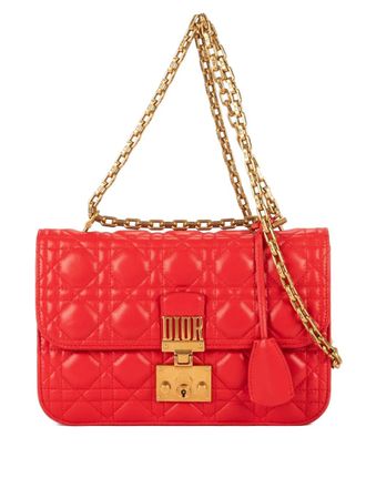 Dior sac port&eacute; &eacute;paule matelass&eacute; &agrave; bride cha&icirc;ne - Rouge