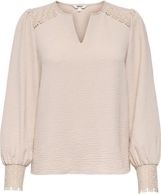 Only Langarmbluse ONLCERENA METTE L/S LACE VNECK TOP WVN Kunstfaser, regular fit, V-Ausschnitt