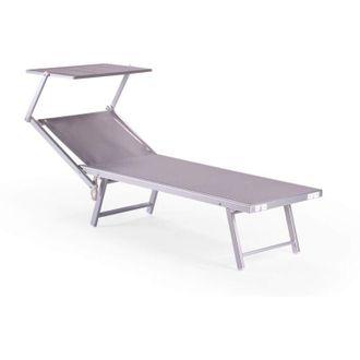 Mobili Rebecca Rebecca Mobili Sonnenliege Graue Aluminium mit Verstellbarem Sonnendach f&uuml;r Garten und Strand
