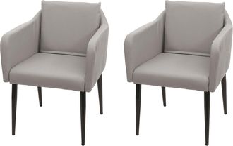 Hhg Non Utilizzato] Set 2x Poltrone Sedie Pranzo Soggiorno Lounge Hhg 734, Ecopelle Beige Tortora
