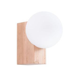 Sollux Lighting Wandleuchte Innen - Wandlampe Holz - 1 Flammig - LED Lampe Gl&uuml;hbirne - Naturholz Wei&szlig; Bulbo