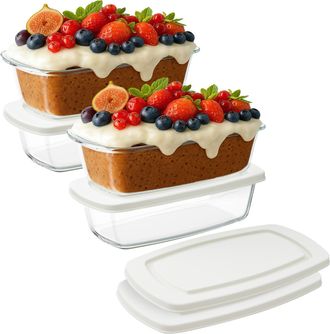 Navaris Borosilikat Glas Auflaufform mit Deckel - 1,8L Aufflaufformen 4er Set - Ofenform stapelbar - Auflaufform Glas mit Deckel - Lasagne Auflaufform groß - 