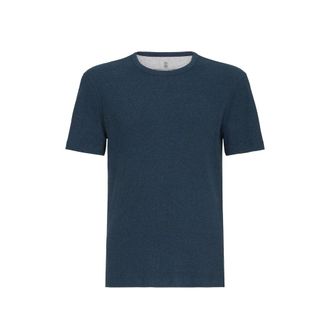 Brunello Cucinelli Denim-effect Ribbed Cotton Jersey Crew-neck T-shirt