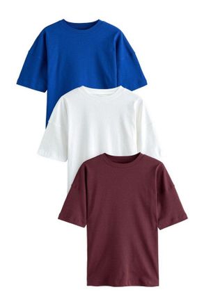 Next T-Shirt Oversize-T-Shirts aus 100 % Baumwolle, 3er-Pack (3-tlg)