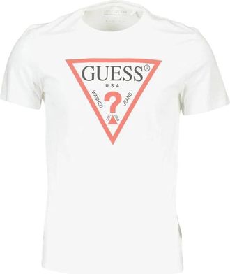 Guess Homme, Tops, Blanc, Taille: 2XL Cotton T-Shirt