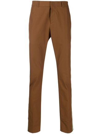 Valentino Garavani pantalon droit &agrave; empi&egrave;cements contrastants - Marron
