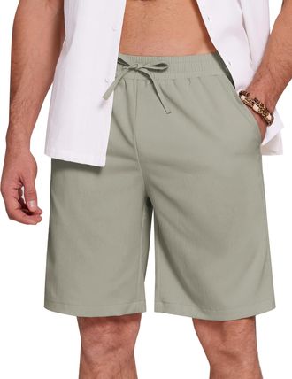 Coofandy Kurze Hosen Herren Shorts Sommer Freizeithose Herren Kurz Sommerhose Leicht Casual Strand Shorts M&auml;nner mit Taschen Hell Grau XL