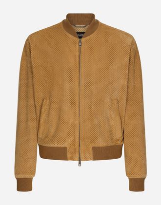 Dolce & Gabbana Jacke Aus Perforiertem Wildleder - Mann M&auml;ntel Und Jacken Beige 56