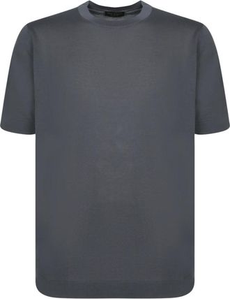 Dell'Oglio Homme, Tops, Bleu, Taille: XL T-shirt bleu col rond manches courtes