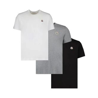 Moncler Homme, Tops, Multicolore, Taille: L Lot de 3 T-shirts Classiques &agrave; Col Rond