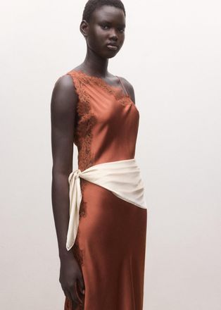 Mango Foulard satin&eacute; &agrave; carreaux &eacute;cru - Femme - Taille unique - MANGO