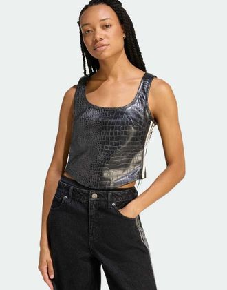 adidas Originals Top style corset en similicuir - Noir