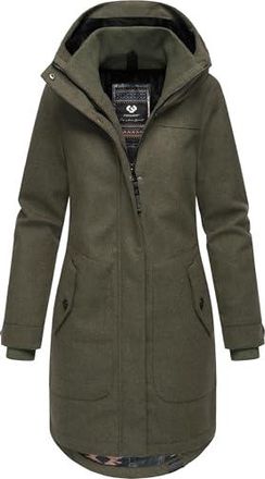 Ragwear Manteau dhiver long respirant pour femme - Aspect laine - Veste dhiver chaude Jannisa Coat YOUMODO XS &agrave; 6XL, Vert olive fonc&eacute;, L
