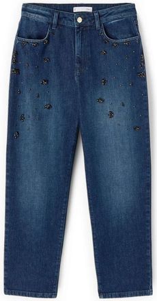 Motivi Femme, Jeans, Bleu, Taille: 36 FR Jeans Regular avec Applications de Bijoux