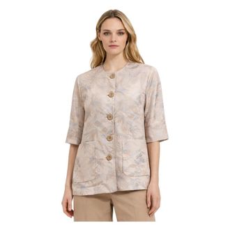 Maliparmi Maliparmi, Femme, Vestes, Beige, Taille: 44 FR Giaccia a Camicia Manica Corta in Fantasia