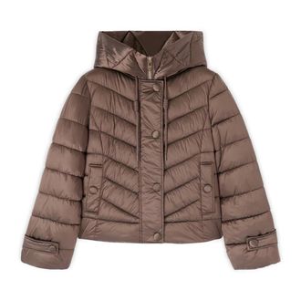 Motivi Femme, Vestes, Brun, Taille: 40 FR Doudoune Courte &agrave; Capuche