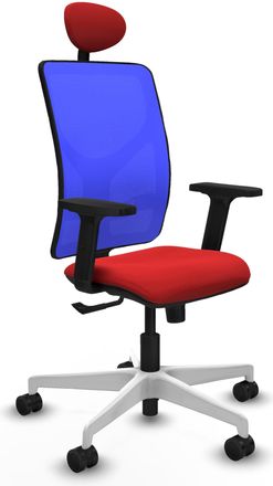 Piqueras y Crespo Stuhl mit 2D-Armlehnen, h&ouml;henverstellbare Lendenwirbelst&uuml;tze und festes Kopfteil, ausgestattet mit 3 Positionen, Blau/Rot