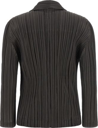 Pleats Please Issey Miyake Pleated Polyester Blazer - Gray