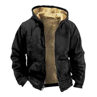 Generic Sweat à capuche doublé en polaire pour homme avec fermeture éclair intégrale, veste chaude à manches longues, manteau à capuche polyvalent, coupe ampl