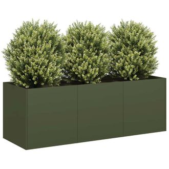 vidaXL Vidaxl - Jardini&egrave;re vert olive 120x40x40 cm - Acier lamin&eacute; &agrave; froid - Fond ouvert pour drainage - Stabilit&eacute; renforc&eacute;e pour jardinage durable
