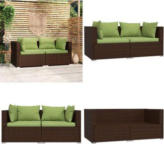 vidaXL 2-Sitzer-Sofa mit Kissen Braun Poly Rattan - Gartenm&ouml;beln - Ratan M&ouml;bel - Eck Sofa - Au&szlig;enbereichs M&ouml;bel - Balkon M&ouml;bel - Home & Living