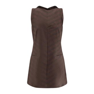 Maison Margiela &Auml;rmelloses Kleid mit Taschen und Rei&szlig;verschluss - - Dresses - Damen - Braun - XS