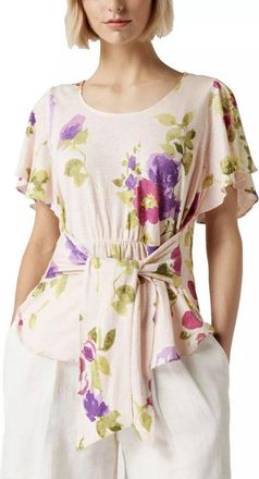 Lauren Ralph Lauren Blusentop Bluse Floral Print V-Ausschnitt Top Shirt Tunika V-Ausschnitt, verziert mit eleganten R&uuml;schen