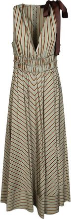 Liu Jo Femme, Robes, Vert, Taille: 42 FR Abito Midi Righe
