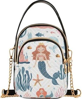 Mnsruu Sac à bandoulière pour femme - Motif sirène de mer - Sac à dos à bandoulière avec sangle réglable