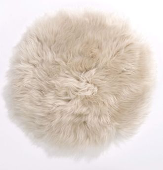 H.O.C.K. Fell-Sitzauflage Sitzkissen rund/eckig flauschig Indoor (rund Ø34cm, Ecru)