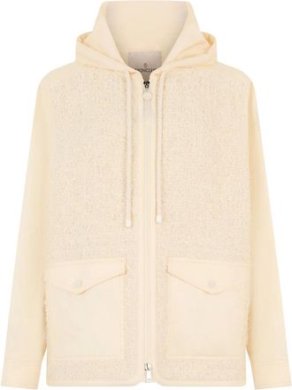 Moncler Femme, Sweatshirts et sweats &agrave; capuche, Blanc, Taille: 42 FR Erable Boucl&eacute; Hooded Jacket