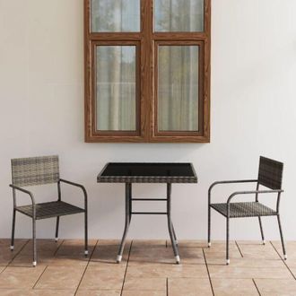 vidaXL Jeu &agrave; d&icirc;ner de jardin 3 pcs R&eacute;sine tress&eacute;e Anthracite et gris