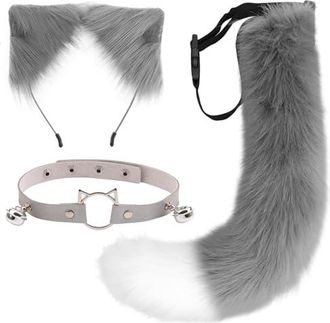 Dreshow Renard Fausse Fourrure Queue Chat Oreilles Bandeau Halloween Pête Costume tour de Cou Cosplay Ensemble