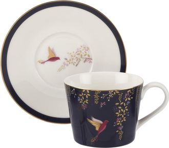 Portmeirion Sara Miller London Chelsea Tasse und Untertasse, Keramik, Navy, 230 x 185 x 95 cm