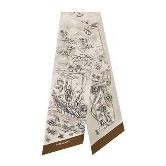 Ferragamo Seiden-Bandeau mit Voyage-Print - - Accessories - Damen - Beige - ONE SIZE